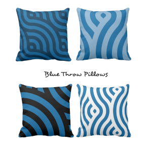 Medium-Blue Throw Pillows Set Accents In Your Living-room • KBM D3signs