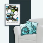 Turquoise Pillows & Photo Collage Wall Decor • KBM D3signs
