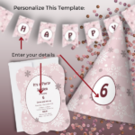 Pink Winter Birthday Party Invitation For Kids • KBM D3signs